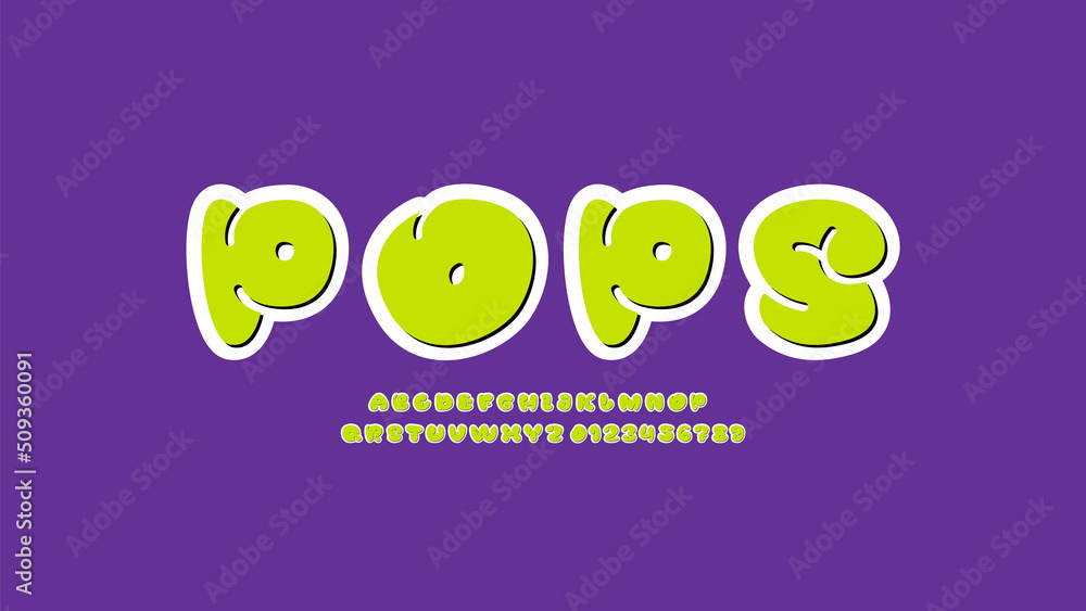 Comic font, cute alphabet in the cartoon style, puffy uppercase and ...