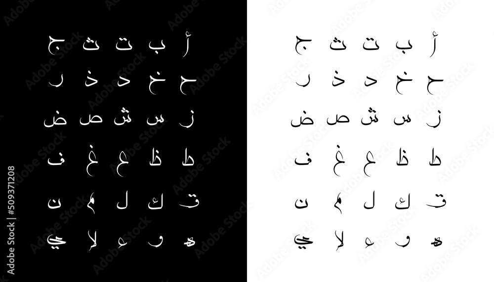 Arabic Calligraphy Alphabet Translated "ABC" Arabic Letters Alphabet ...