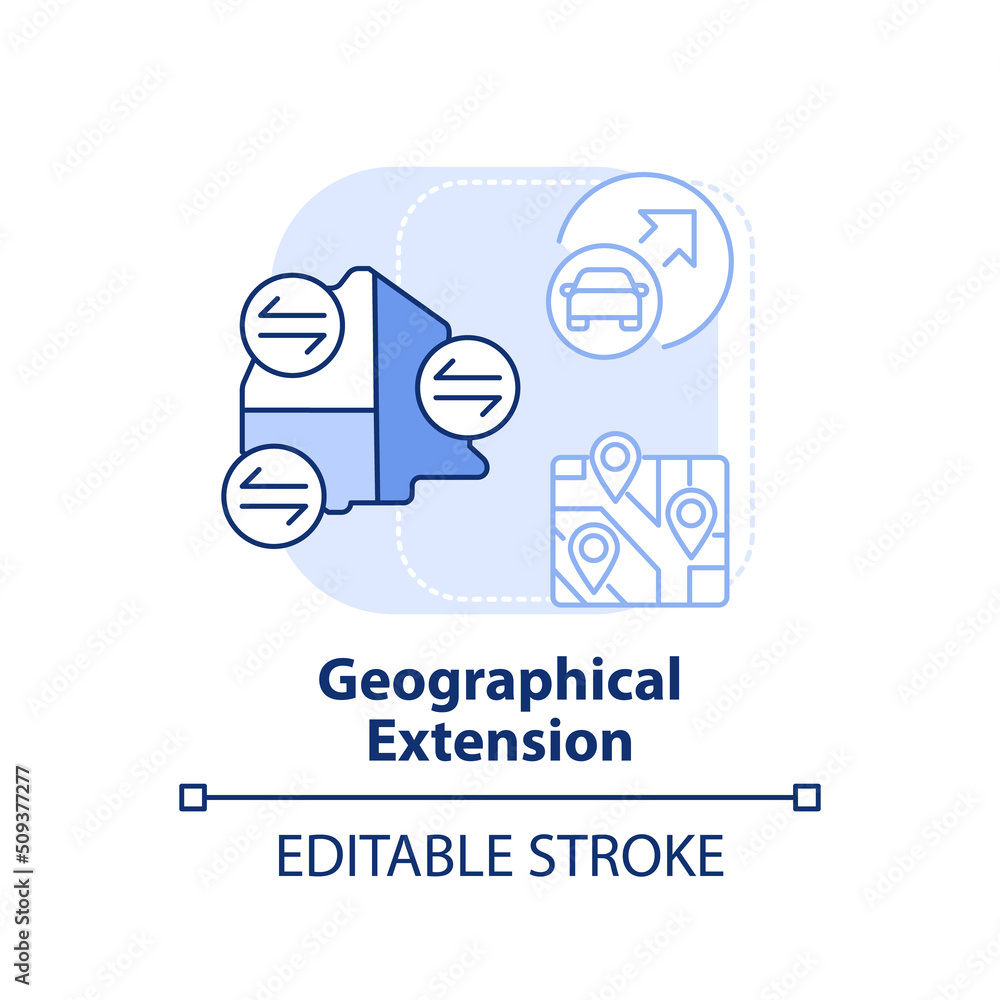 Vector de Stock Geographical extension light blue concept icon ...