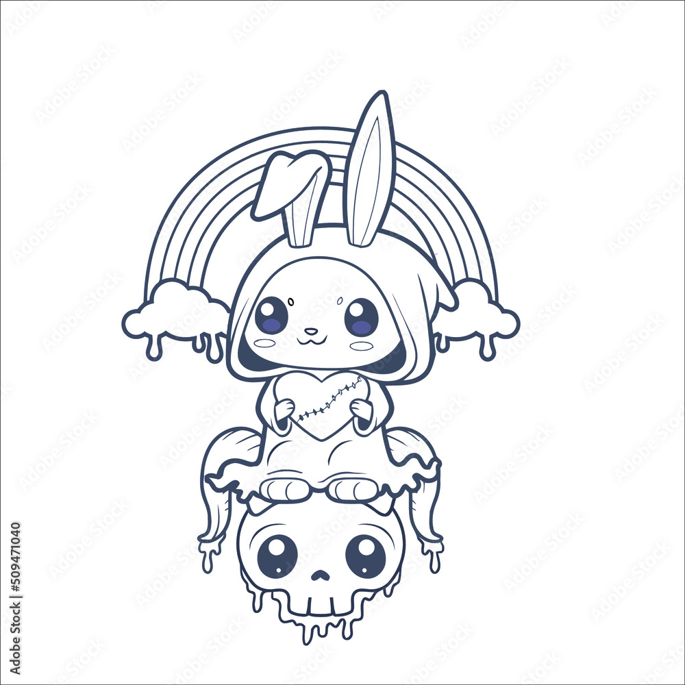 Pastel goth coloring page for all ages Stock Vector | Adobe Stock