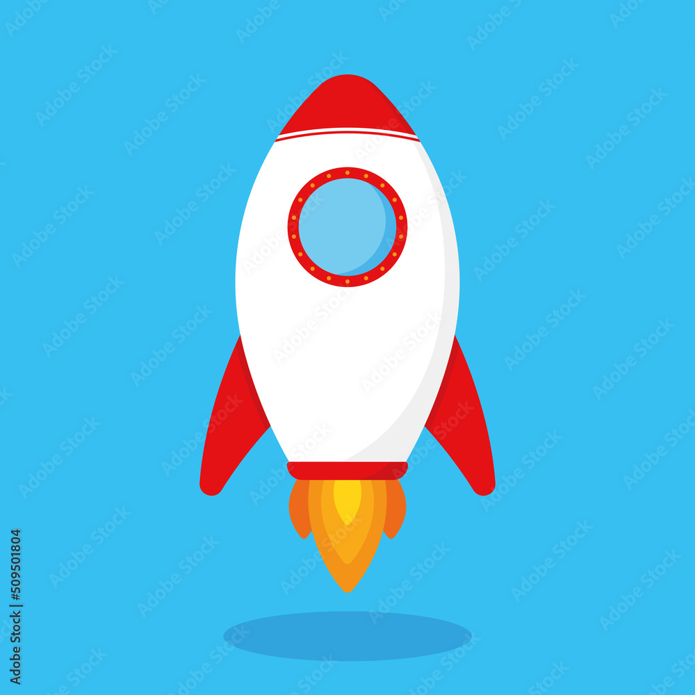 Flat Rocket Vector in Animated Cartoon Icon Clipart Graphic Image ...
