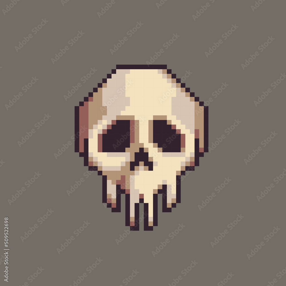 Editable Pixel art human skull illustration vector for game development ...