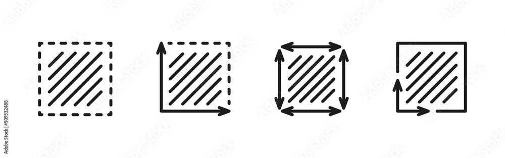 Square area icon. Coordinate axes sign. Coordinate system. Flat math ...