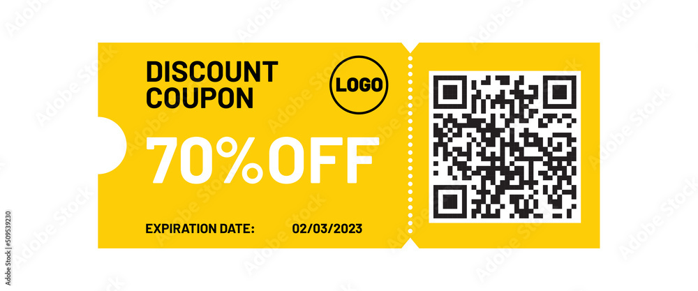 Yellow discount coupon. Discount offer template. Special price voucher ...