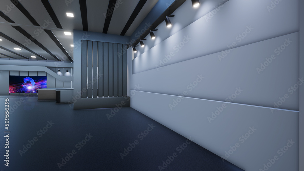 3D Virtual TV Studio News, Backdrop For TV Shows .TV On Wall.3D Virtual ...