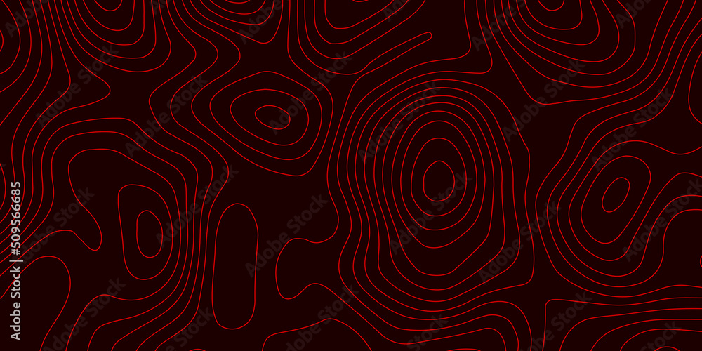 Topographic map. Abstract background with lines and circles. Red ...