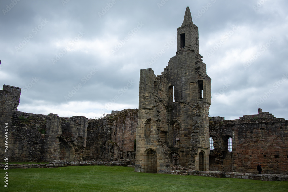 Inside the grounds of the medieval Warkworth Castle which was home to ...