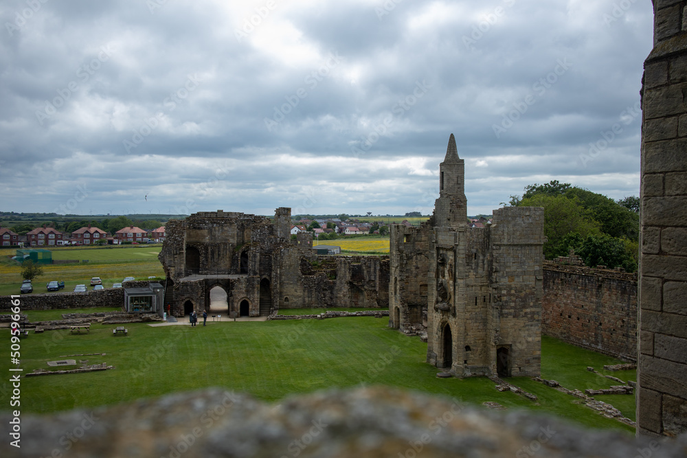 Inside the grounds of the medieval Warkworth Castle which was home to ...