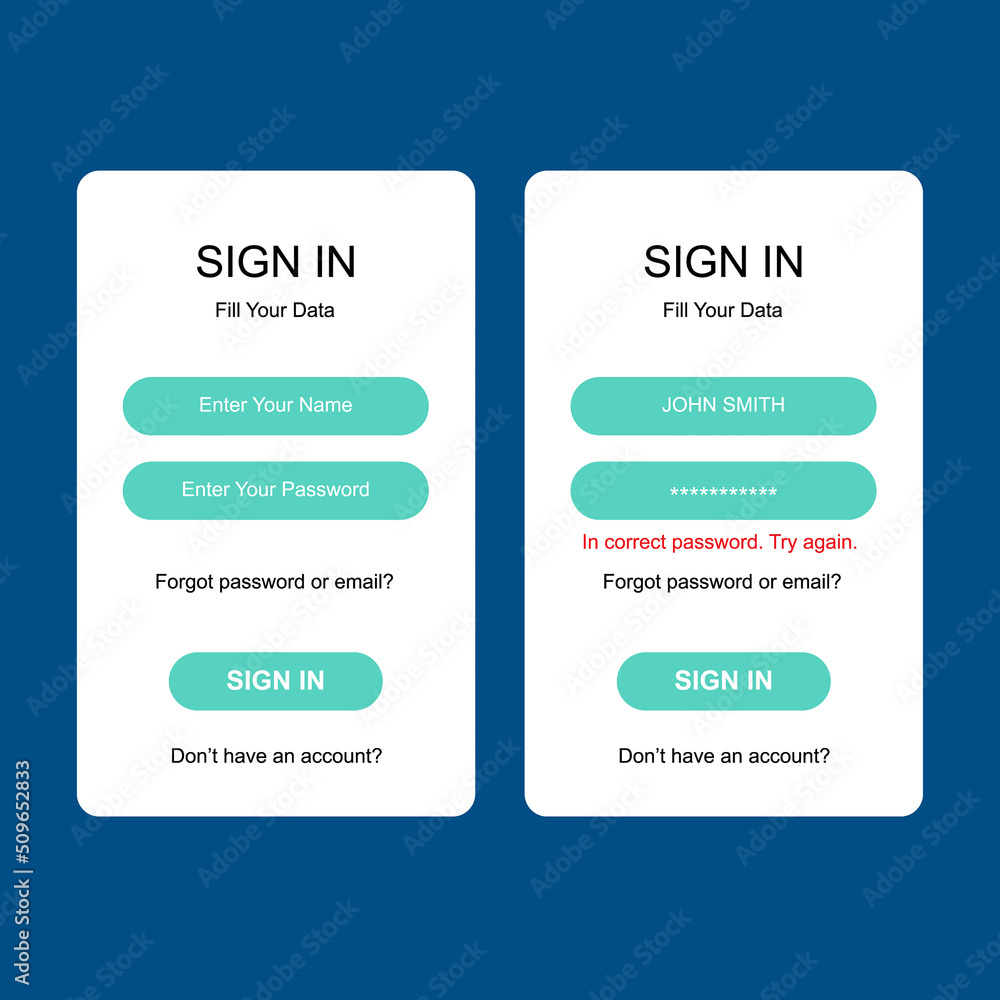 Set of Sign Up and Sign In forms, Registration form and login form page ...