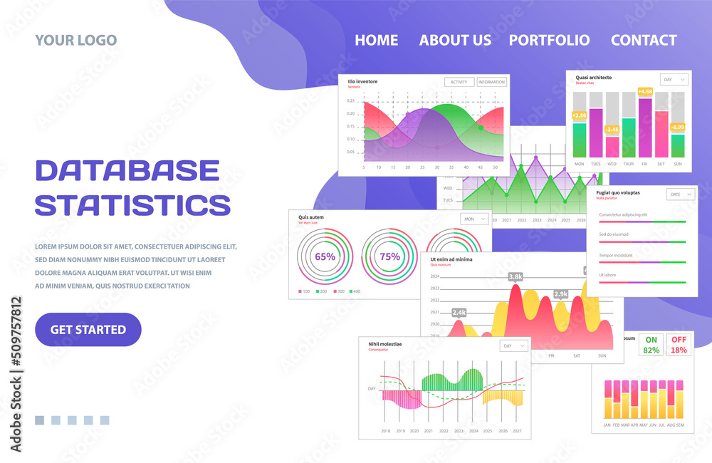 Infographic chart vector template. Annual statistics curve graph design ...
