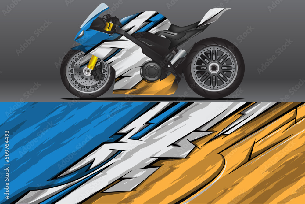 Motorcycle wrap decal and vinyl sticker design. Concept graphic ...