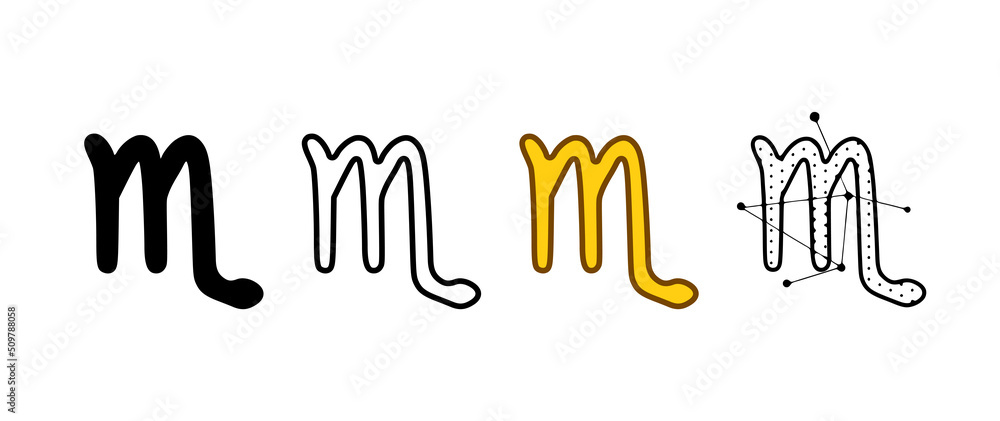 Scorpio zodiac sign vector illustration in different styles isolated on ...