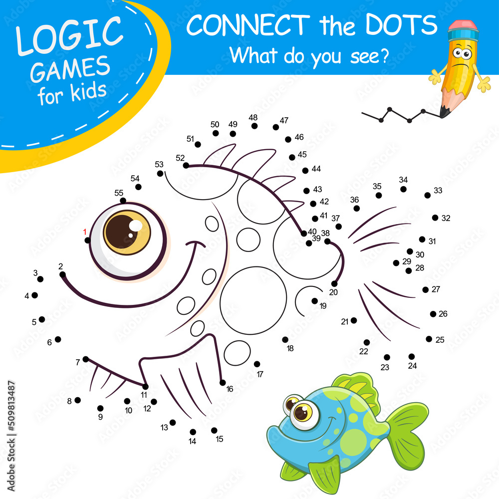 Connect the dots by numbers to draw the exotic Fish. Dot to dot ...