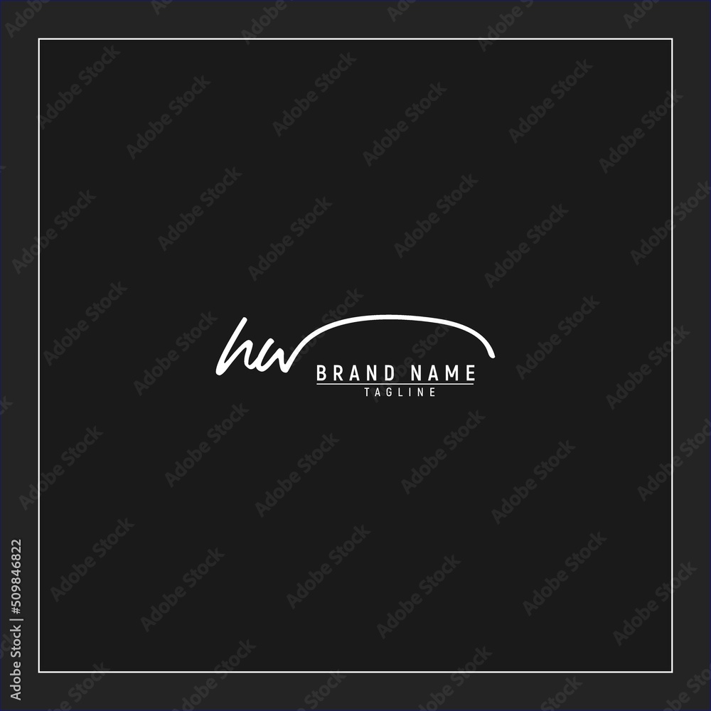 luxury initial HW logo design signature monogram handwriting vector ...