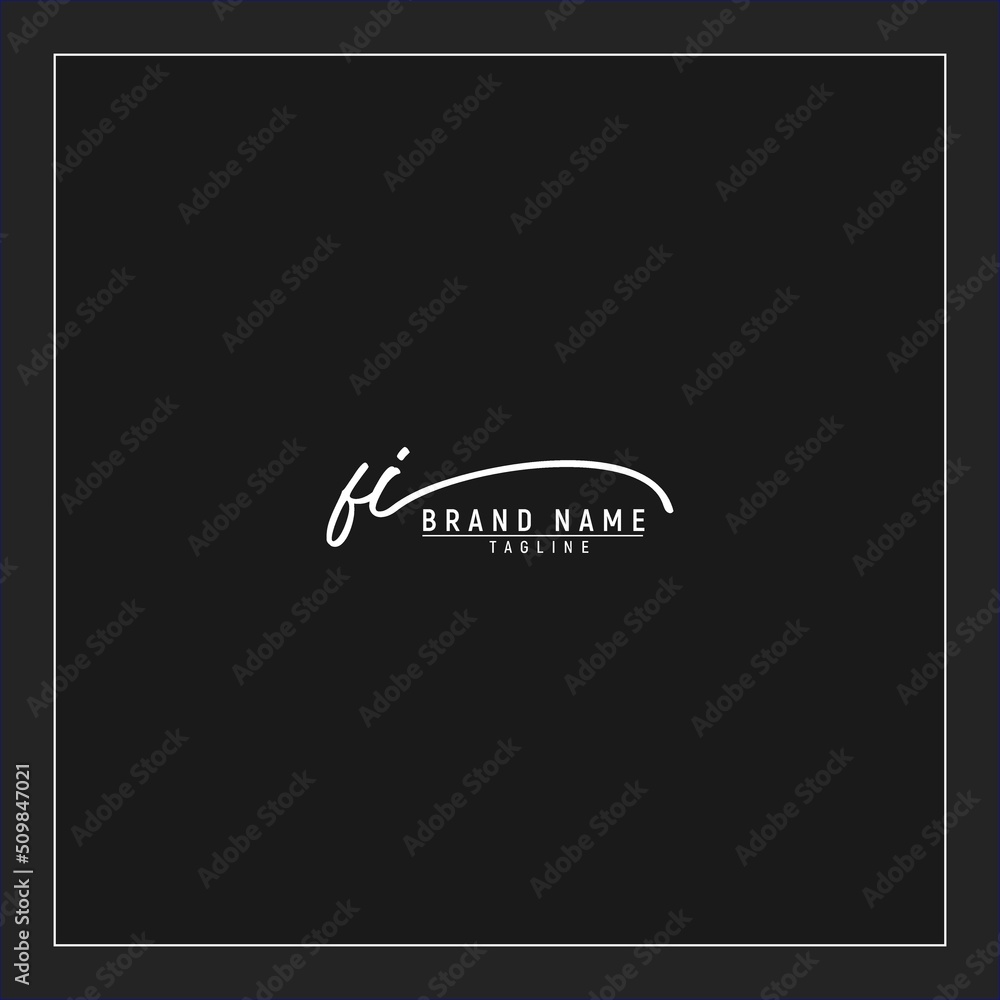 luxury initial FI logo design signature monogram handwriting vector ...