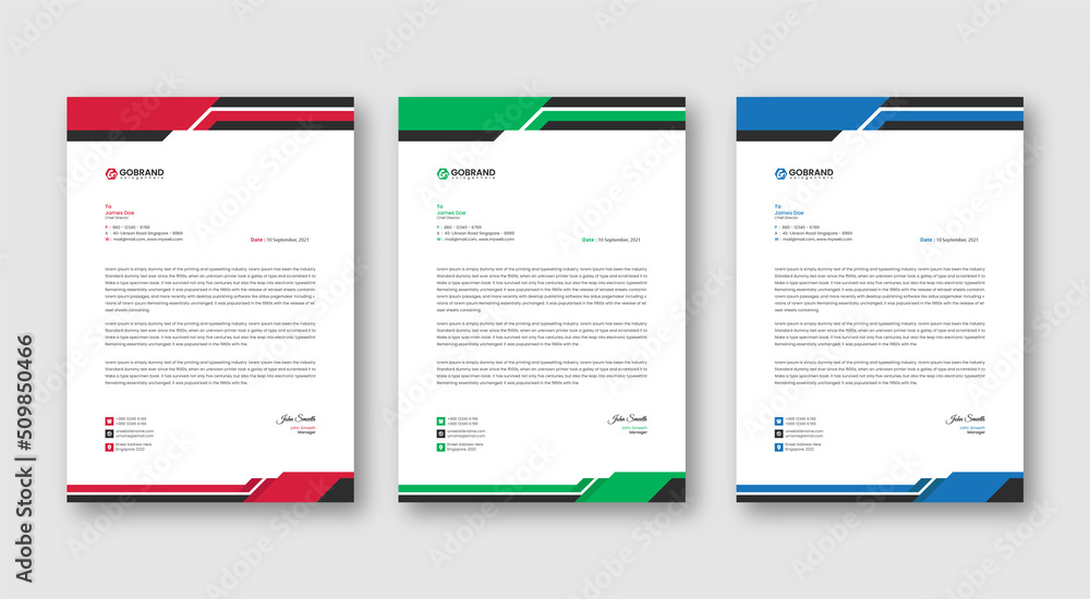 Professional letterhead template design for business project. Corporate ...