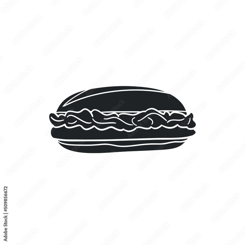 Sandwich Icon Silhouette Illustration. Fast Food Vector Graphic ...