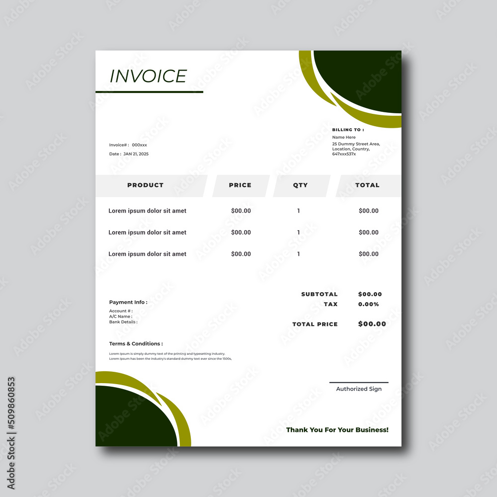 Stock-Vektorgrafik „Corporate business invoice design template. Design ...