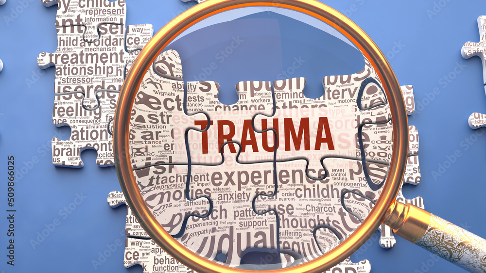 Stock-Illustration „Trauma as a complex and multipart topic under close ...