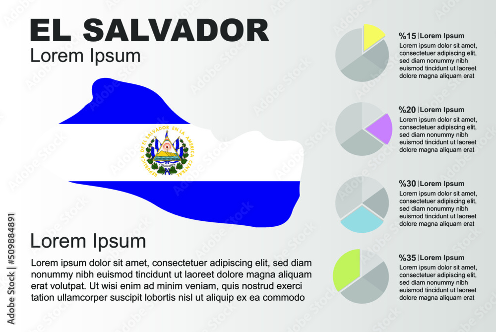 El Salvador infographic general use vector template with pie chart ...
