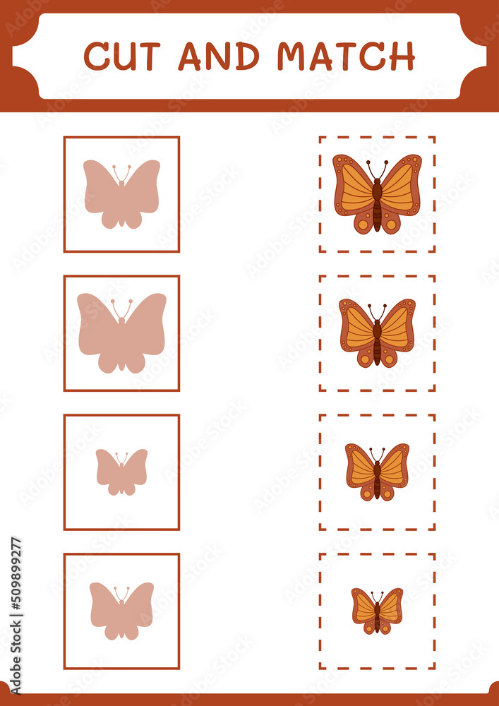 Cut and match parts of Butterfly, game for children. Vector ...