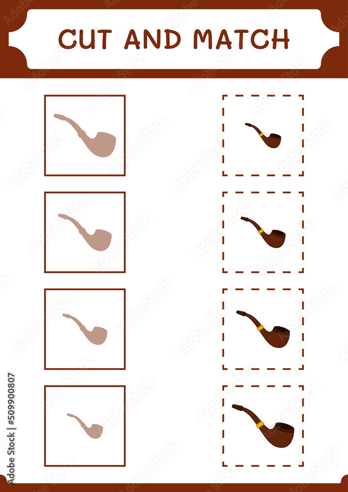 Cut and match parts of Smoking pipe, game for children. Vector ...