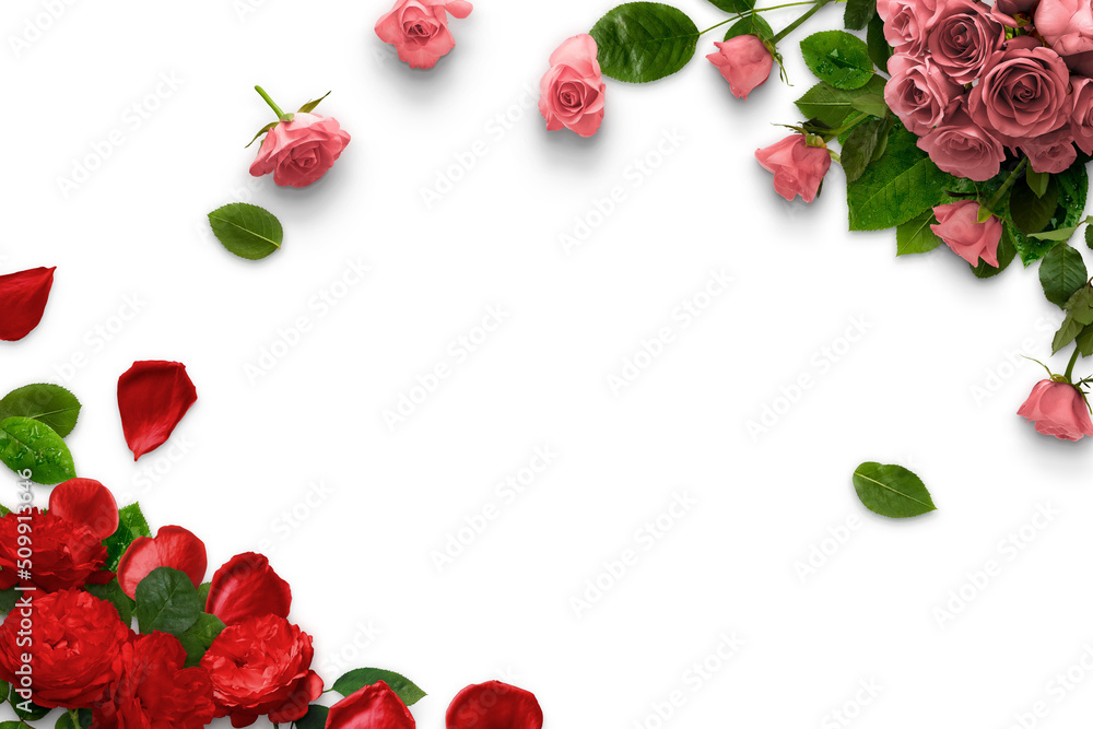 Roses Floral Frame Stock Photo | Adobe Stock