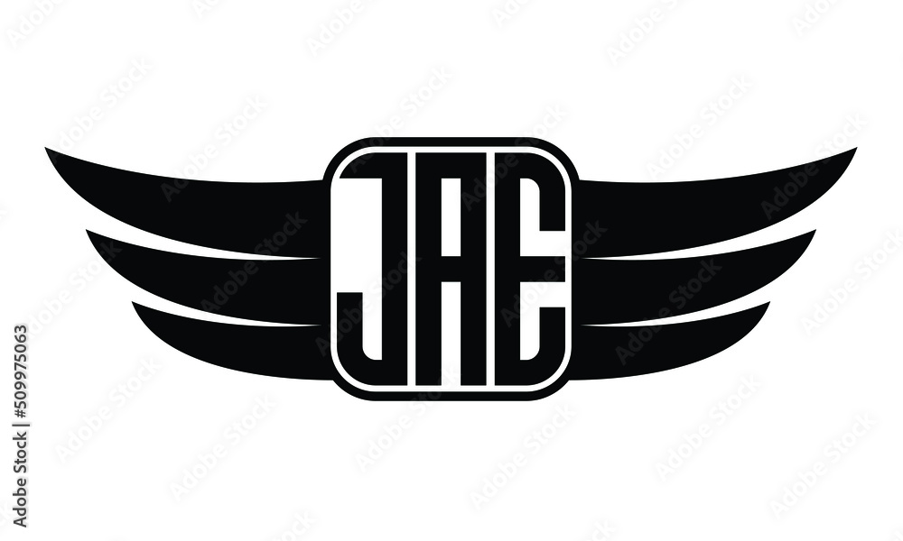 JAE three Letter wing symbol minimalist creative concept icon ...