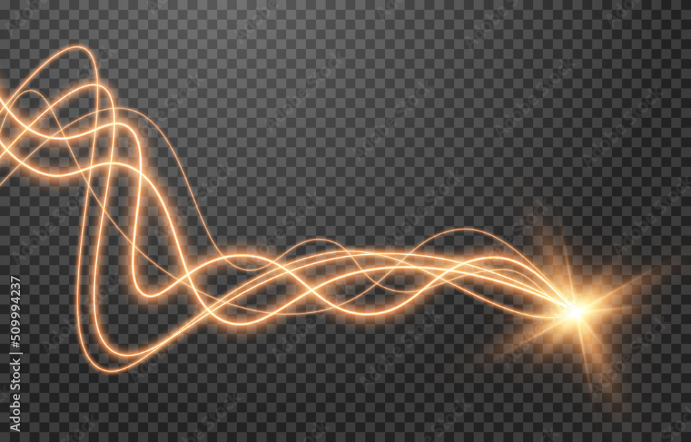 Vector glowing spiral png. Golden spiral with a star. Light effect on isolated transparent ...