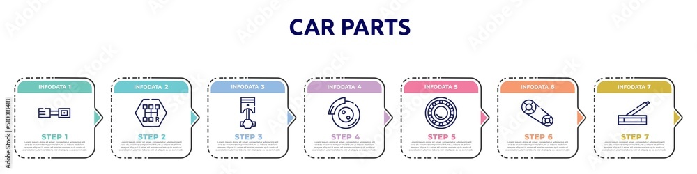 car parts concept infographic design template. included car petrol cap ...
