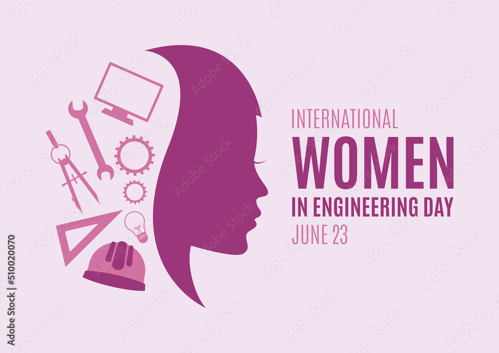 International Women in Engineering Day vector. Woman face in profile ...