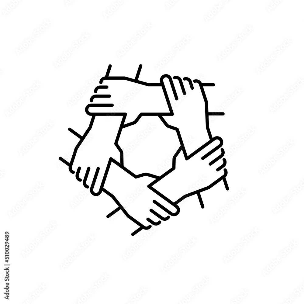 Unity and teamwork icon. Togetherness and cooperation concept. Helping ...