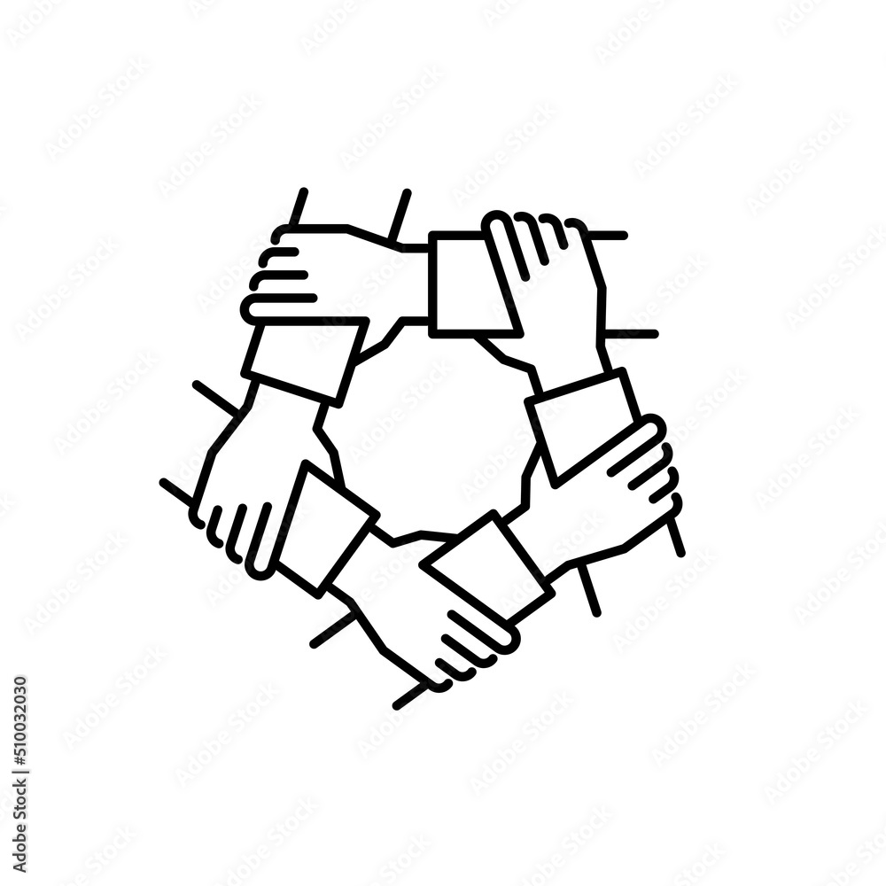 Unity and teamwork icon. Togetherness and cooperation concept. Helping ...