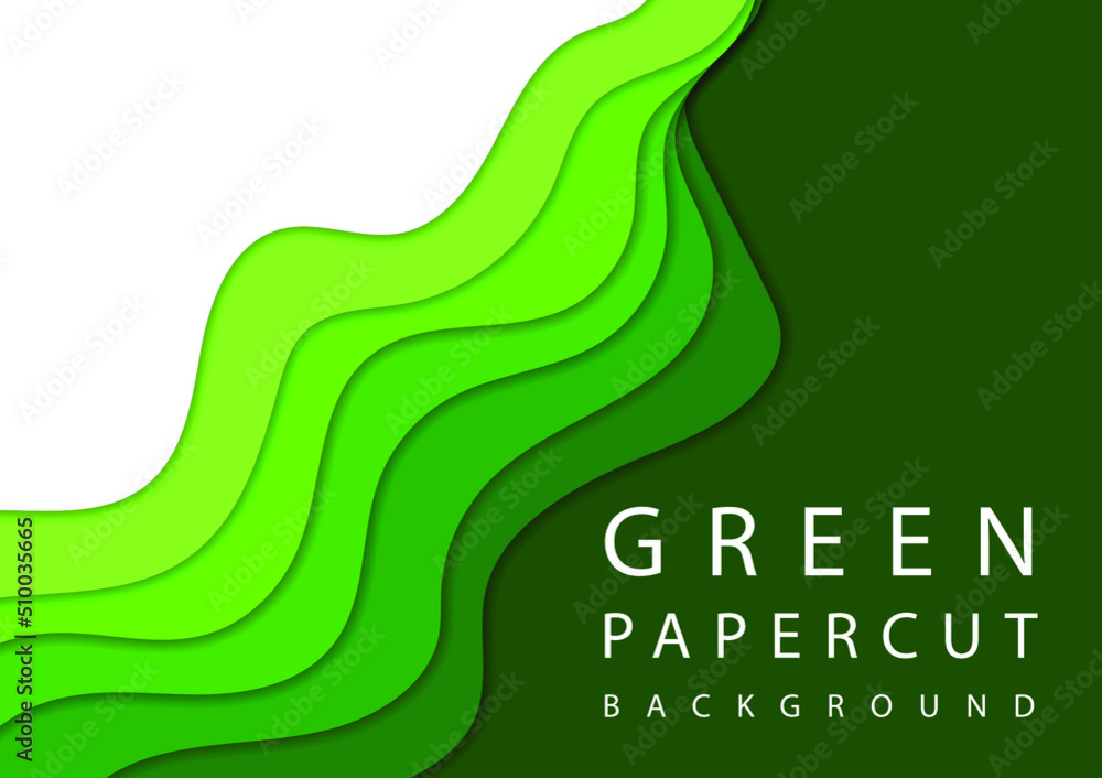 Abstract green background papercut concept. 3d layout wallpaper from ...