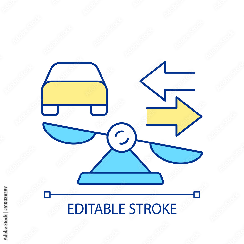 Compare transportation services RGB color icon. Maas and private car ...