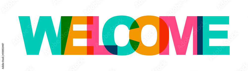 Welcome text banner. Vector isolated illustration. Text welcome with ...