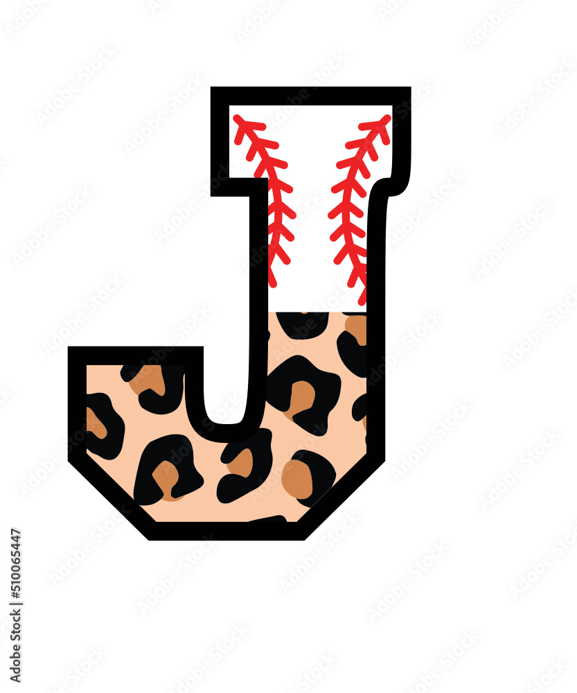baseball Font SVG png, half leopard baseball font letters alphabet and ...