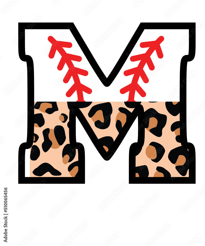 baseball Font SVG png, half leopard baseball font letters alphabet and ...