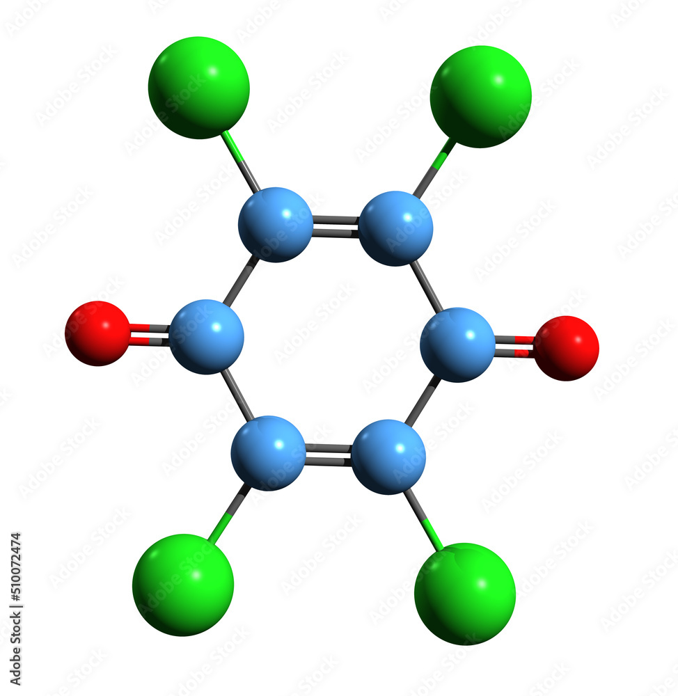 3D image of Chloranil skeletal formula - molecular chemical structure ...