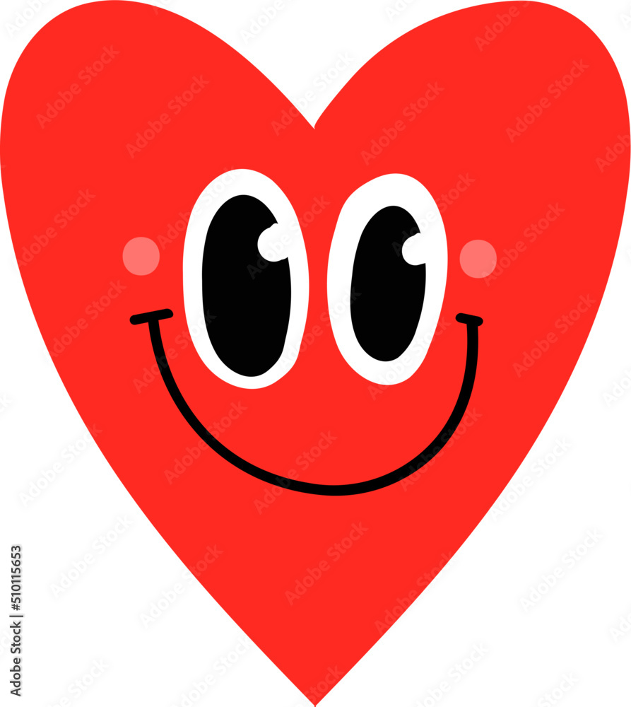 Cartoon red heart with smiling face Stock Vector | Adobe Stock