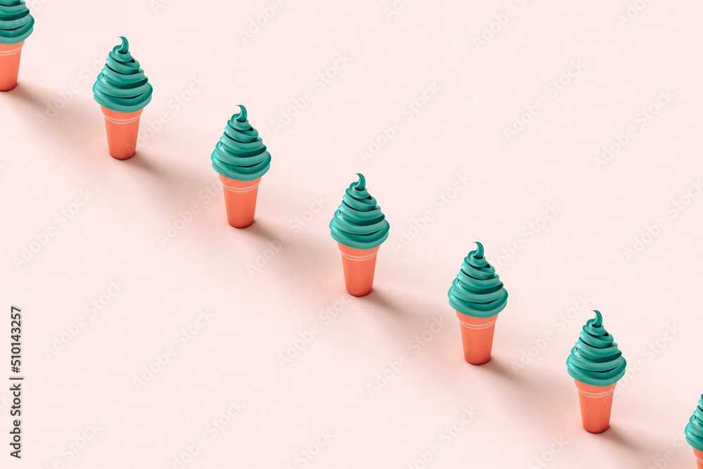 Diagonal line of ice creams Stock Photo | Adobe Stock