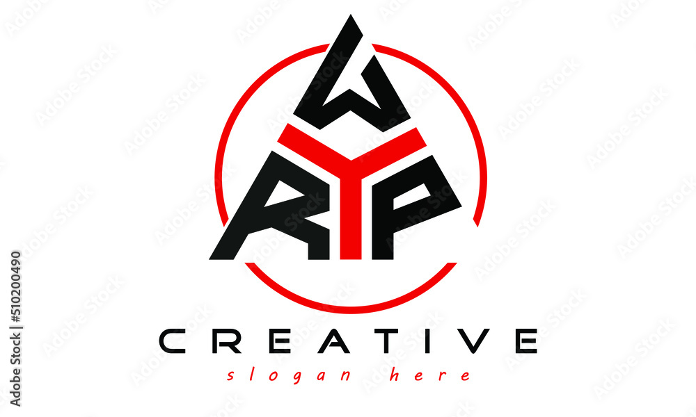 RWP three letter creative triangle shape in circle logo design vector ...