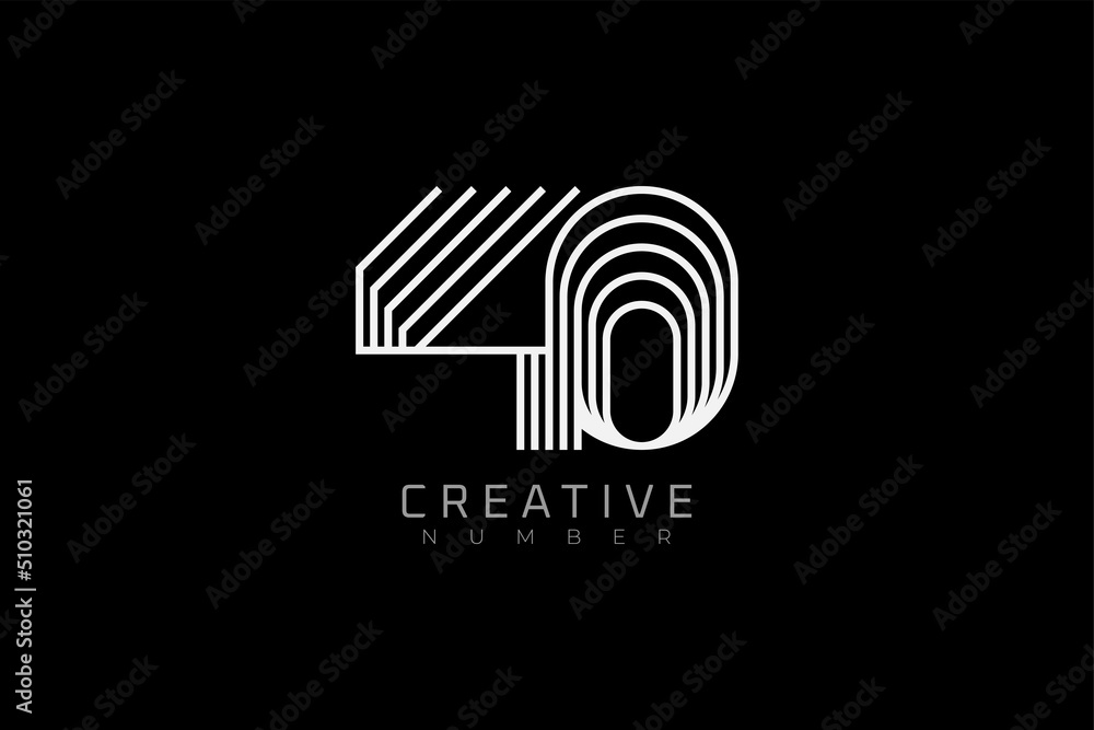 Number 40 Logo, modern and creative number 40 multi line style, usable ...