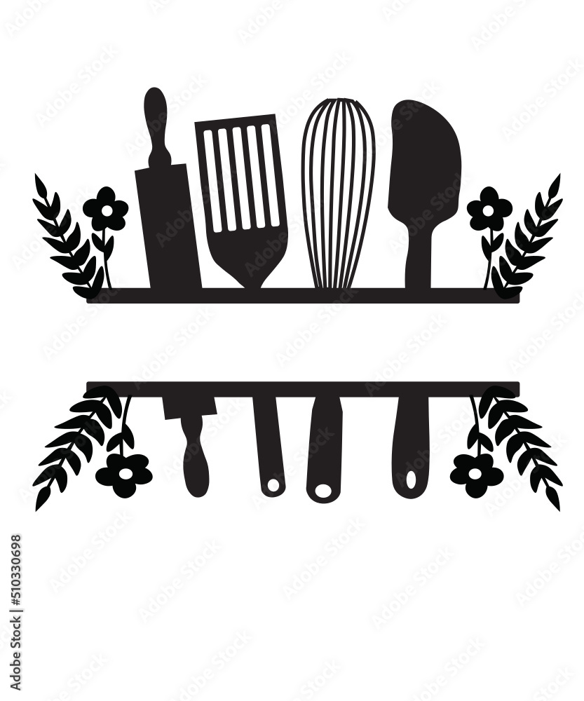 Kitchen Split Frame SVG, kitchen svg, cooking svg, Kitchen Monogram svg ...