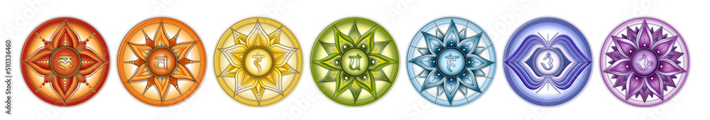 Seven Chakras symbols set Stock Illustration | Adobe Stock