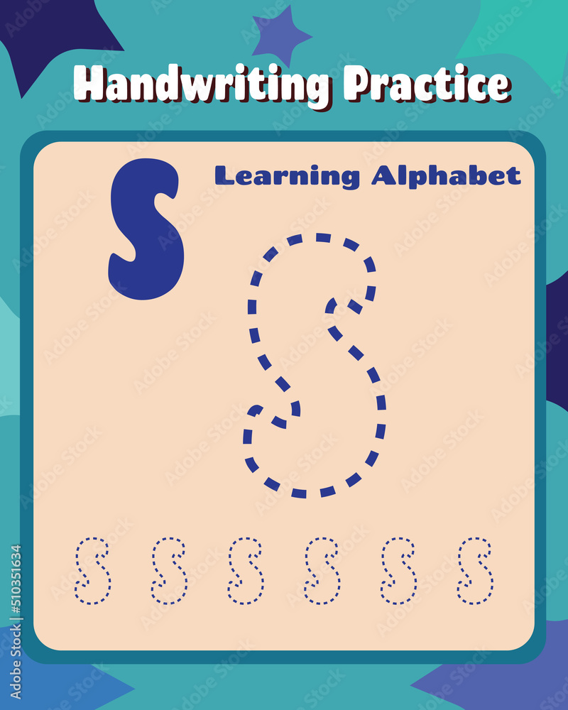 Letter S cute children colorful ABC alphabet trace practice worksheet ...