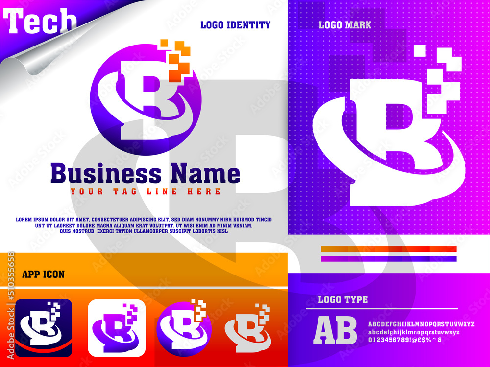 Tech Letter B Logo Design Template Stock Vector | Adobe Stock