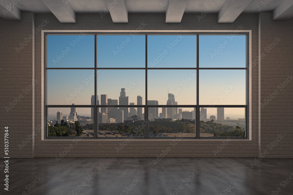 Downtown Los Angeles City Skyline Buildings from High Rise Window ...