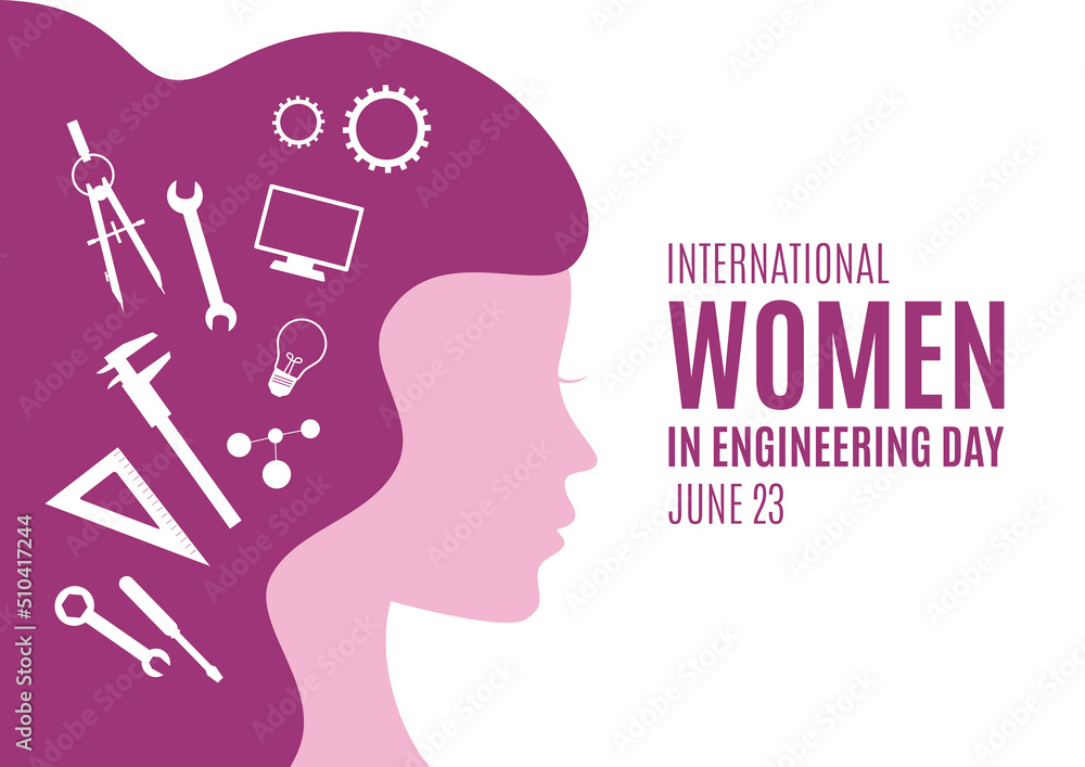 International Women in Engineering Day vector. Woman face in profile ...