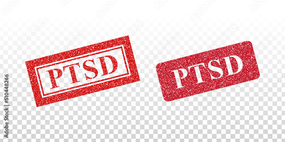 Vector realistic isolated red rubber stamp of PTSD on the transparent ...